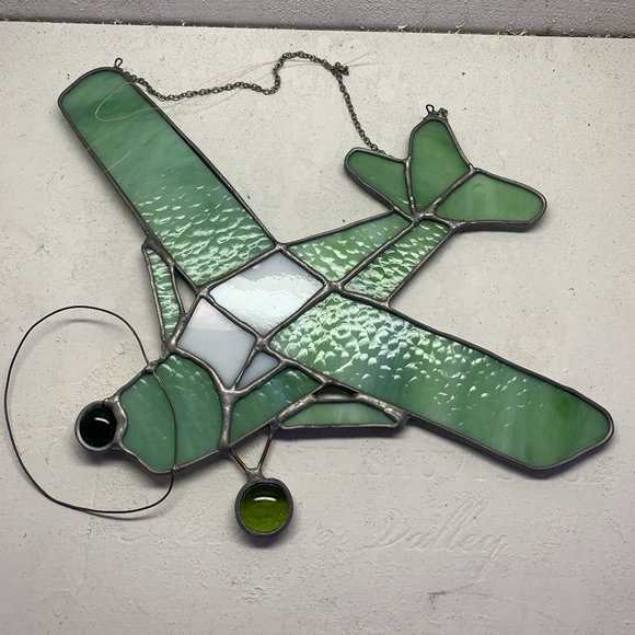 Art | Vintage Handcrafted Stained Glass Airplane Leaded Glass Aviation ...